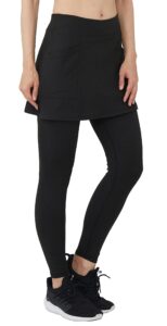 slimour women leggings with skirt attached tennis skirt with leggings golf skirts with leggings exercise skirts hiking black pockets xs