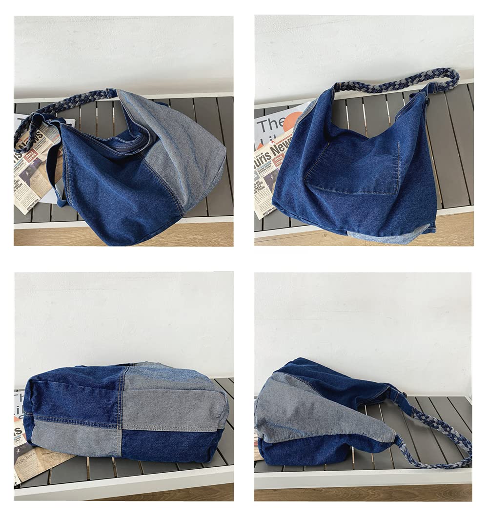 Women Denim Tote Bag Denim Shoulder Bag Hobo Crossbody Handbag Casual School Work Beach Bag(A11)