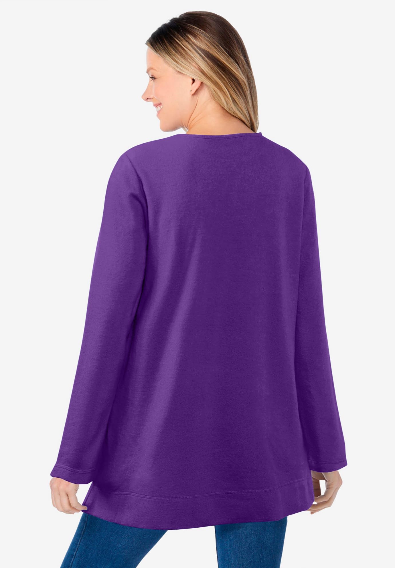 Woman Within Women's Plus Size Thermal Sweatshirt - 6X, Radiant Purple