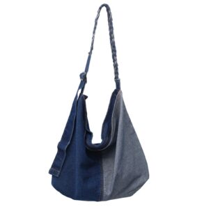 women denim tote bag denim shoulder bag hobo crossbody handbag casual school work beach bag(a11)