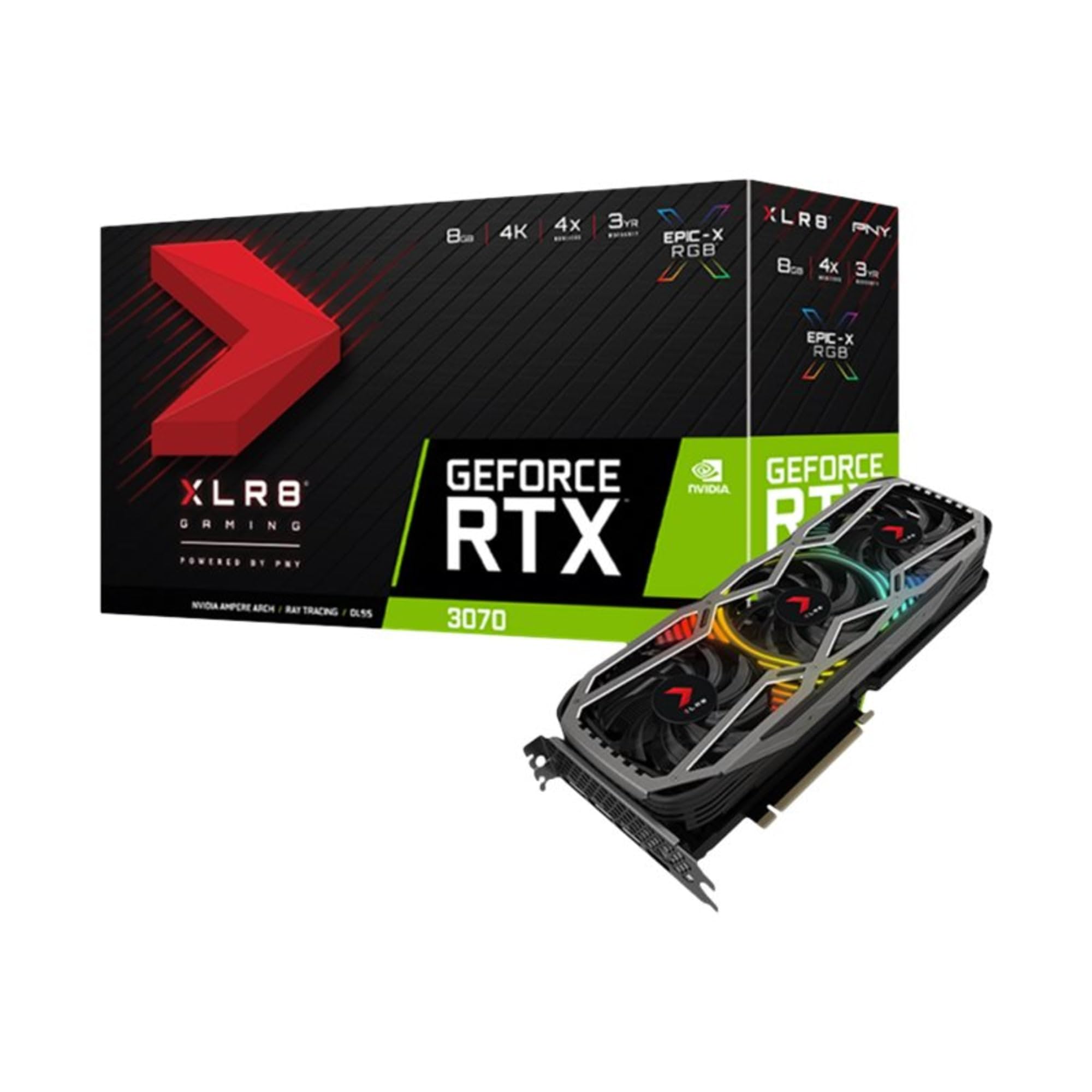 PNY GeForce RTX™ 3070 8GB XLR8 Gaming REVEL EPIC-X RGB™ Triple Fan Graphics Card LHR