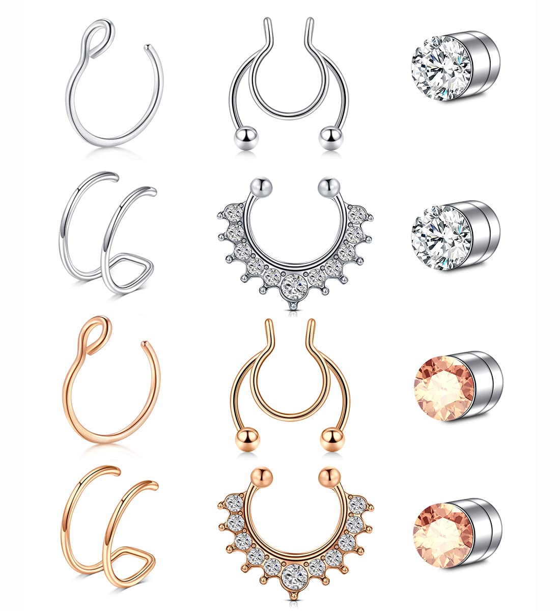 MODRSA Fake Nose Ring Fake Septum Fake Nose Ring Hoop Fake Nose Stud Fake Septum Ring Fake Septum Nose Rings Fake Septum Nose Ring Fake Nose Piercing