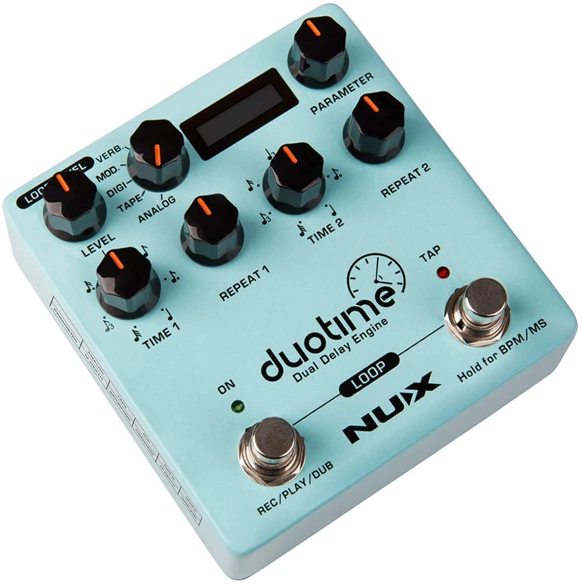 NUX Duotime Stereo Delay Pedal Bundle with Silver Snark Tuner and 3 MXR Patch Cables