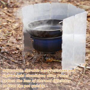 Folding Outdoor Stove Windscreen, Laelr 16 Plates Aluminum Camping Stove Windscreen with Carrying Bag, Lightweight Compact Folding Camp Stove Windshield for Camping Picnic, Backpacking, Cooking