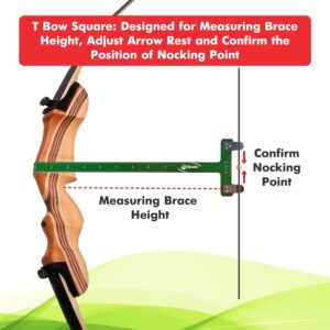 KESHES Bow String Nocking Points Set – T Square Ruler with Plier for Recurve and Compound Bowstring Accessories - Brass Nocks Point Bow Tuning Kit (T-sq, Plier, 6 Nocks Set)