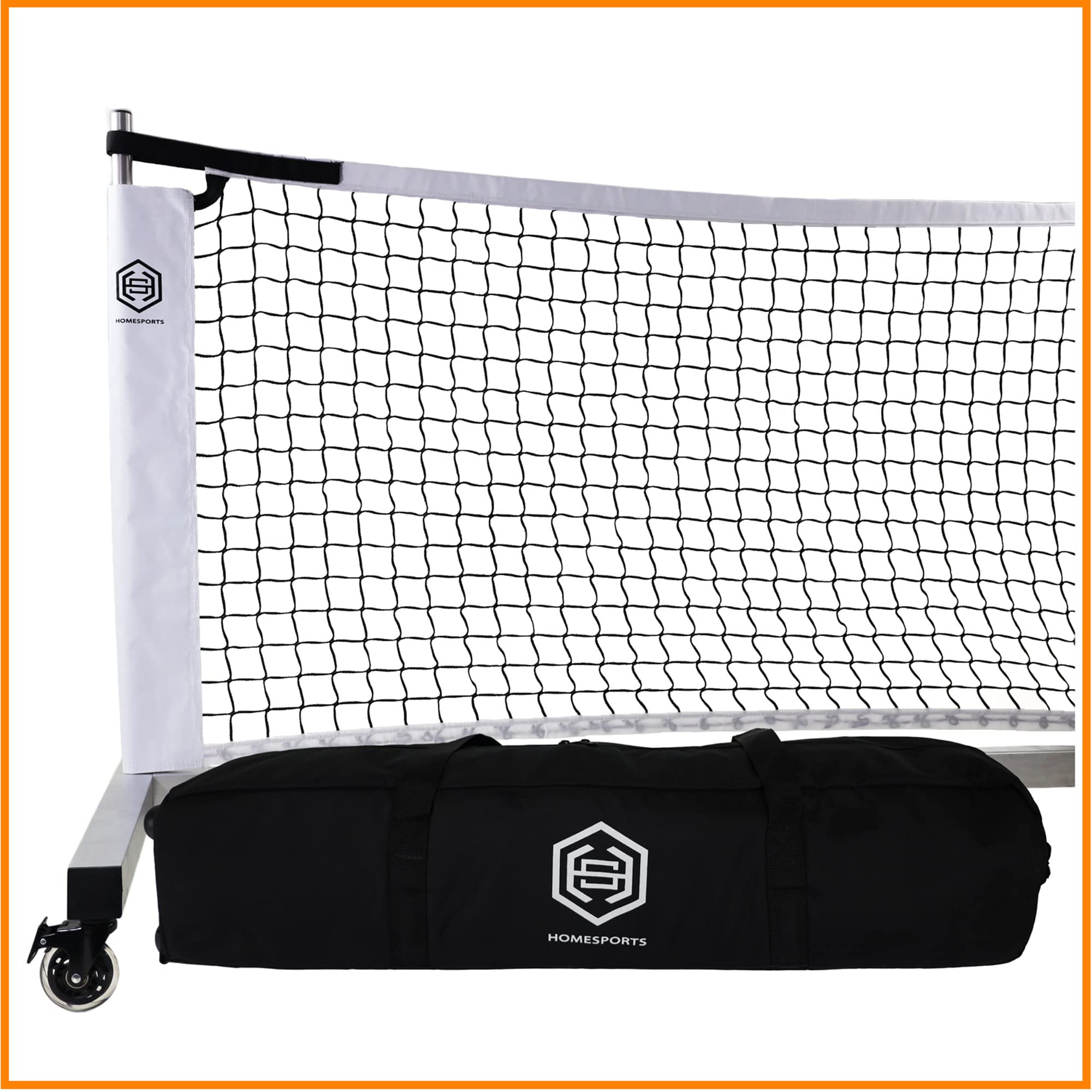 Dominator Indoor/Outdoor Portable Pickleball Net, Constructed of Rust Proof Aluminum Frame - includes Rolling Carry Bag, Locking Rollers