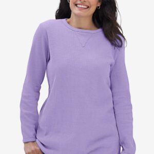 Woman Within Women's Plus Size Thermal Sweatshirt - 6X, Radiant Purple