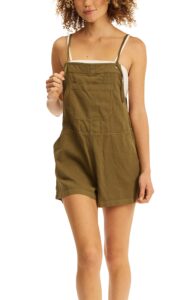 billabong womens out n about overall casual shorts, sage, small us