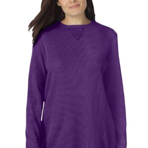 Woman Within Women's Plus Size Thermal Sweatshirt - 6X, Radiant Purple