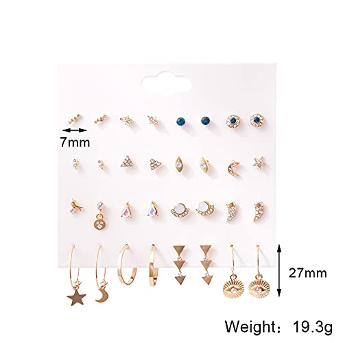 Earring Sets for Women Hypoallergenic Assorted Multiple Stud Earrings Set Cute Star Moon Heart Ball Faux Pearl Small Butterfly Jewelry Graduation Gifts (Style-01)