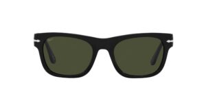 persol po3269s square sunglasses, black/green, 52 mm