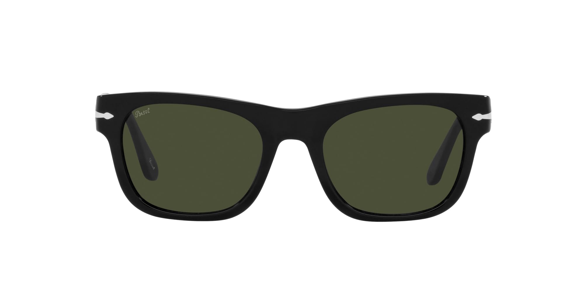 Persol PO3269S Square Sunglasses, Black/Green, 52 mm