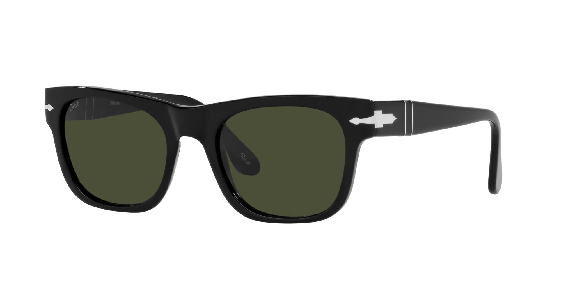 Persol PO3269S Square Sunglasses, Black/Green, 52 mm