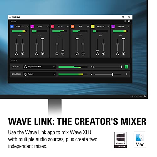 Elgato Wave XLR - Audio Mixer and 75 db Preamp for XLR Mic to USB-C, Control Interface with 48V Phantom Power, Tap-to-Mute, Digital Mixing Software for Streaming, Recording, Podcasting on Mac and PC