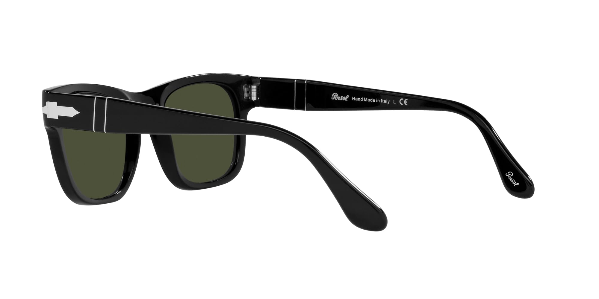 Persol PO3269S Square Sunglasses, Black/Green, 52 mm