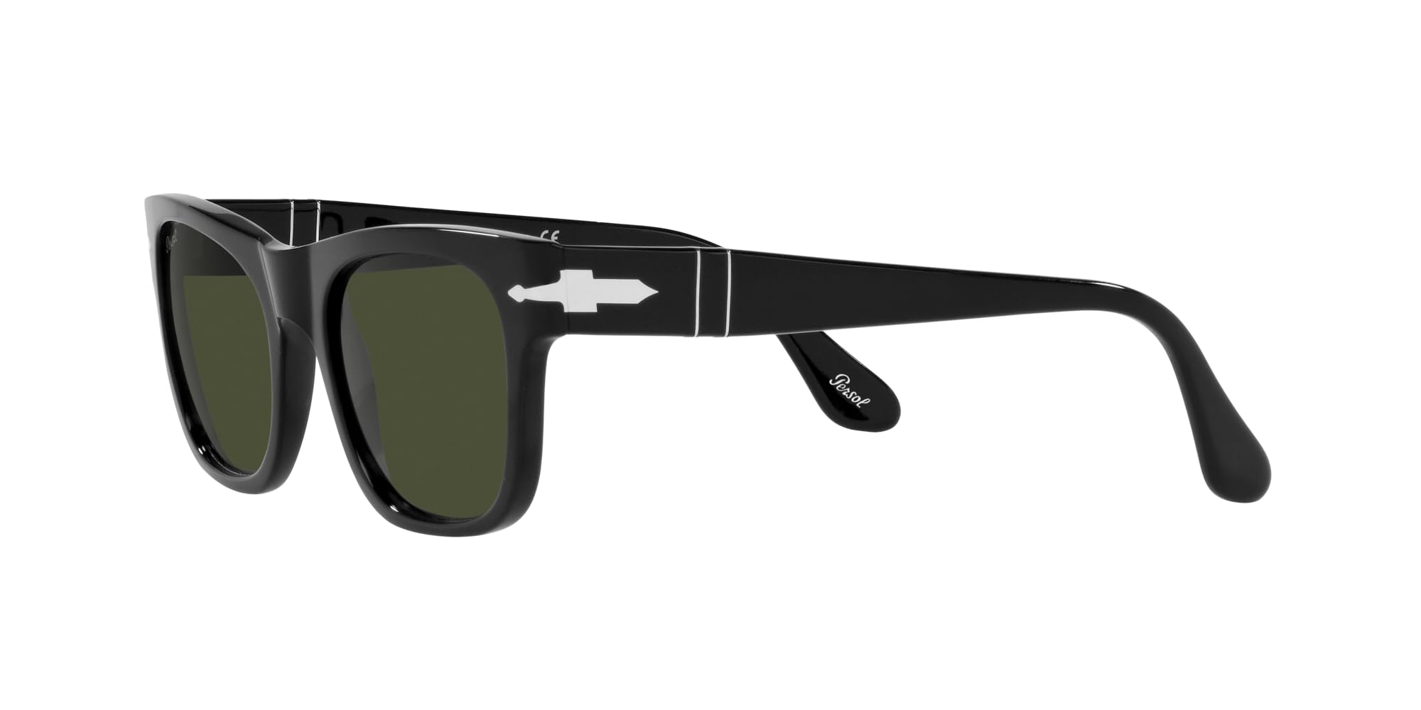 Persol PO3269S Square Sunglasses, Black/Green, 52 mm