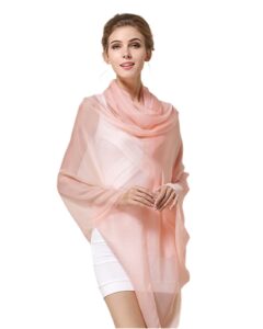 lithe cashmere 100% mulberry silk chiffon scarf solid color large for women, long lightweight silk shawl wrap with upgraded cross lock hemmed