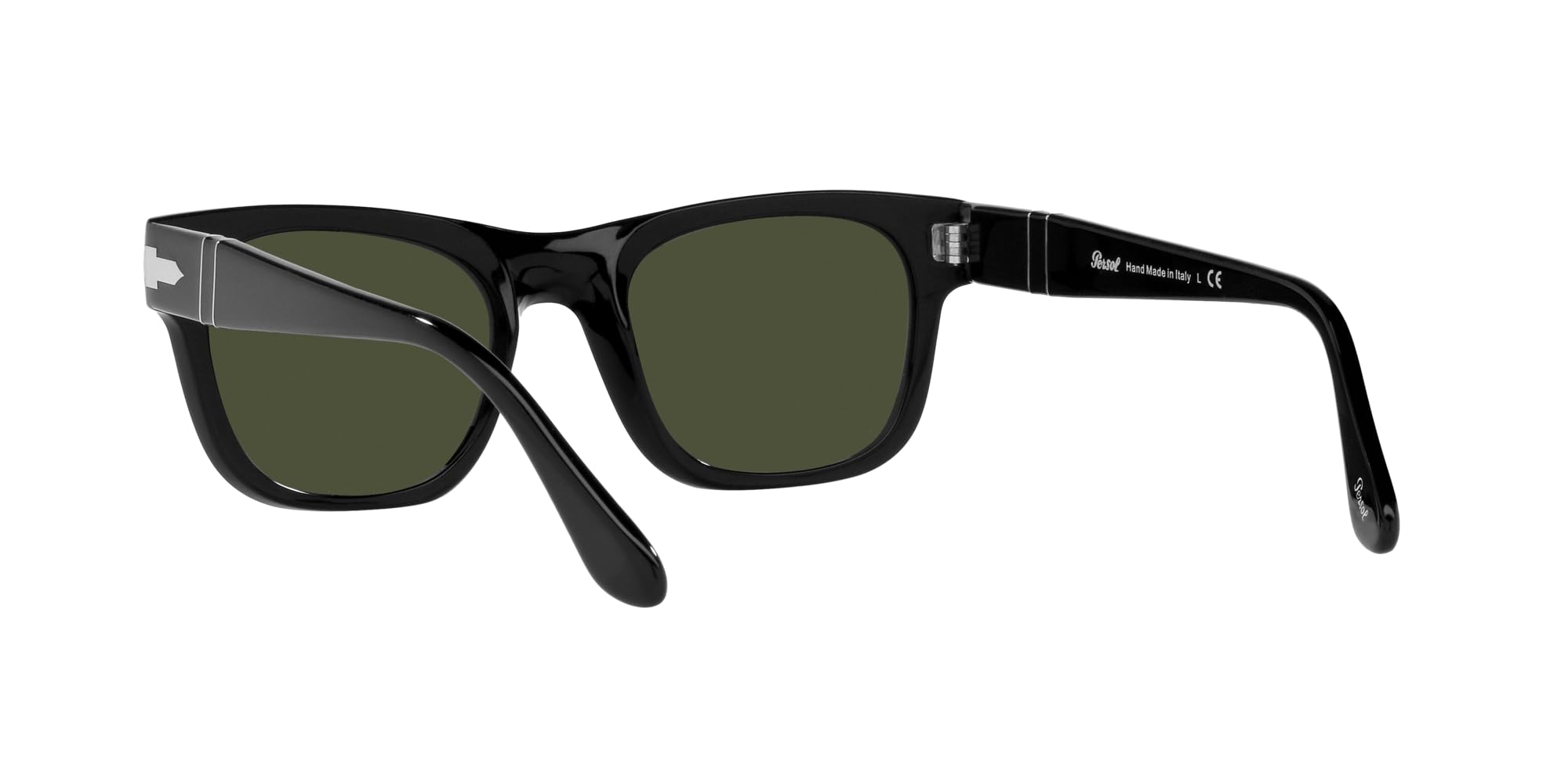 Persol PO3269S Square Sunglasses, Black/Green, 52 mm