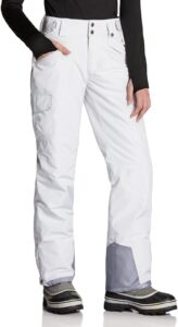 tsla women's winter snow pants, waterproof insulated ski pants, ripstop snowboard bottoms, cargo snow pants white, medium