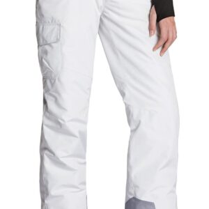 TSLA Women's Winter Snow Pants, Waterproof Insulated Ski Pants, Ripstop Snowboard Bottoms, Cargo Snow Pants White, Medium