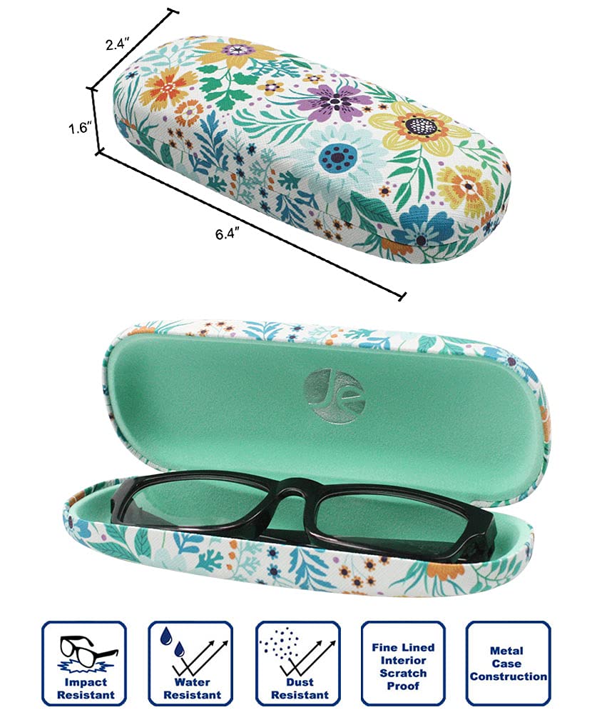 JAVOedge [3 PACK], Floral Pattern Medium Size Hard Eyeglass Storage Case Fits Most Glasses With Micro Cloth - Style C