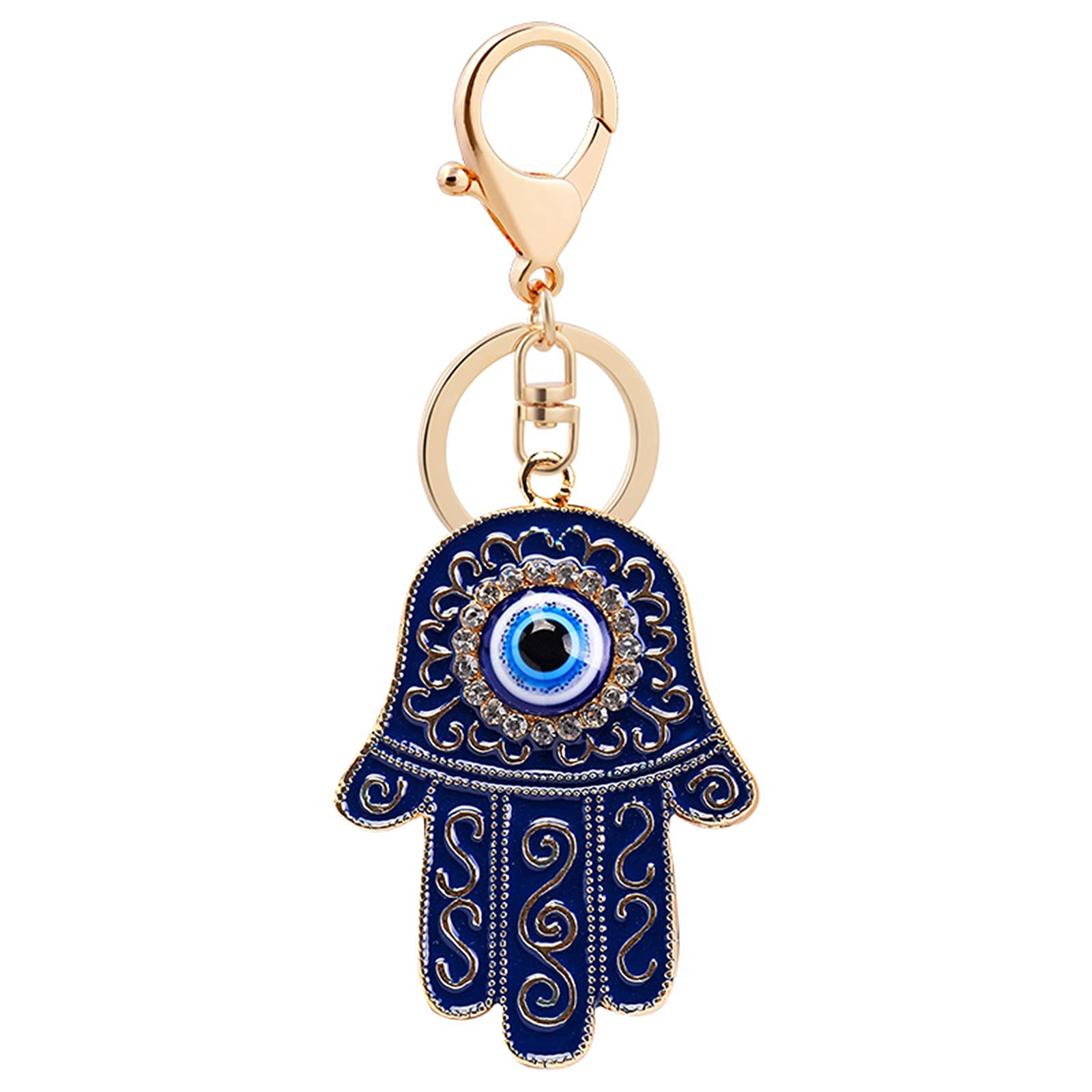 TALIBSA Crystal Hamsa Hand Handbag Keychain, Evil Eye Car Keychain for Women (Blue)