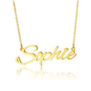 mrenite 10k 14k 18k solid yellow gold personalized name necklace – small dainty nameplate jewelry - custom any name gift for her women daughter