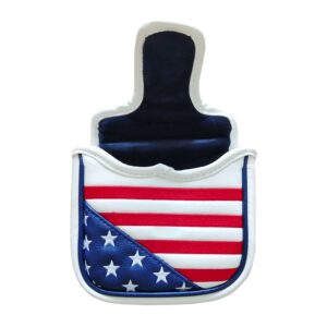 Mykepoda USA Square Mallet Golf Putter Head Cover Stars and Stripes Flag Pattern Headcover Magnetic