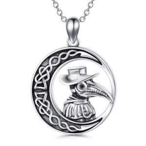 simonly plague doctor necklace 925 sterling silver steampunk pendant necklace plague halloween gifts for women men