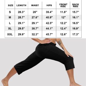 OLIKEME Workout Shorts Women's Capri Yoga Pants Loose Soft Drawstring High Waisted Sweatpants Causal Lounge Pants with Pockets Black