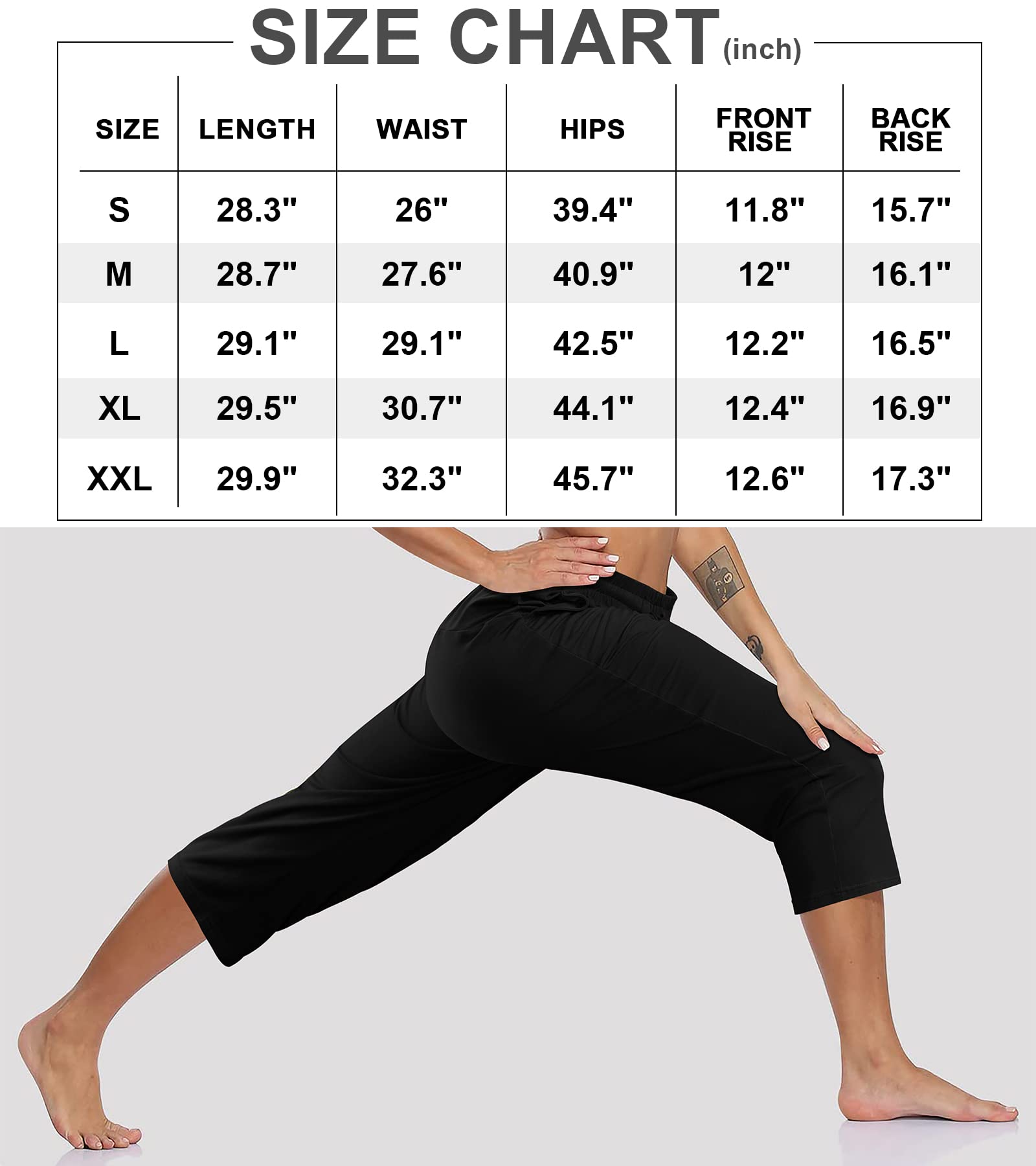 OLIKEME Workout Shorts Women's Capri Yoga Pants Loose Soft Drawstring High Waisted Sweatpants Causal Lounge Pants with Pockets Black