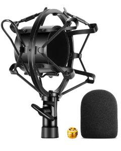 at2020 shock mount with pop filter [durable/more stable] by etour - mount made from metal material to eliminate vibrations - compatible with diameter 46mm-53mm microphone at2040 line kit