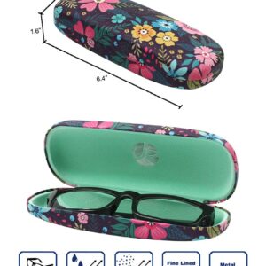 JAVOedge [3 PACK], Floral Pattern Medium Size Hard Eyeglass Storage Case Fits Most Glasses With Micro Cloth - Style C