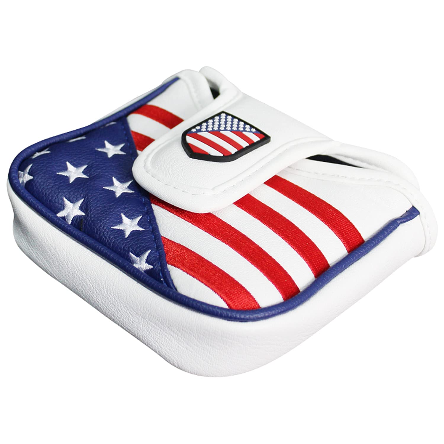 Mykepoda USA Square Mallet Golf Putter Head Cover Stars and Stripes Flag Pattern Headcover Magnetic