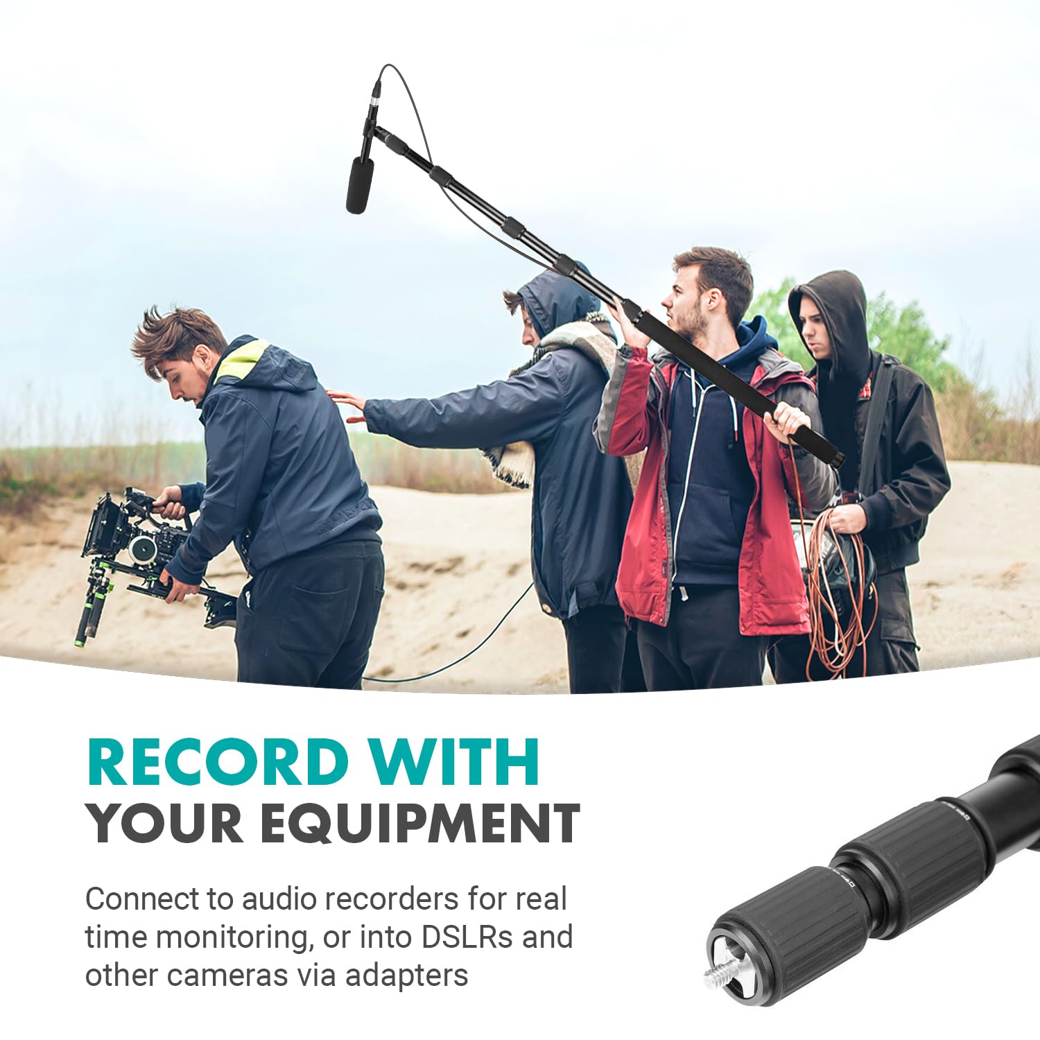 Movo Boom Mic Bundle - Shotgun Microphone with XLR Cables - Boom Pole with Built-in XLR Microphone Cable and 9.8' Telescoping Extension - 62" XLR Shotgun Mic Cable and Pro Video Equipment