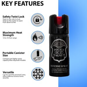 POLICE MAGNUM Pepper Spray Self Defense Portable Safety Canister- 2 oz Twist Lock (Red)