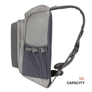 Simms Freestone Sling Pack - Lightweight, Durable Fly Fishing Tackle Bag with Compression Molded Workstation and Ergonomic Shoulder Strap (Pewter)