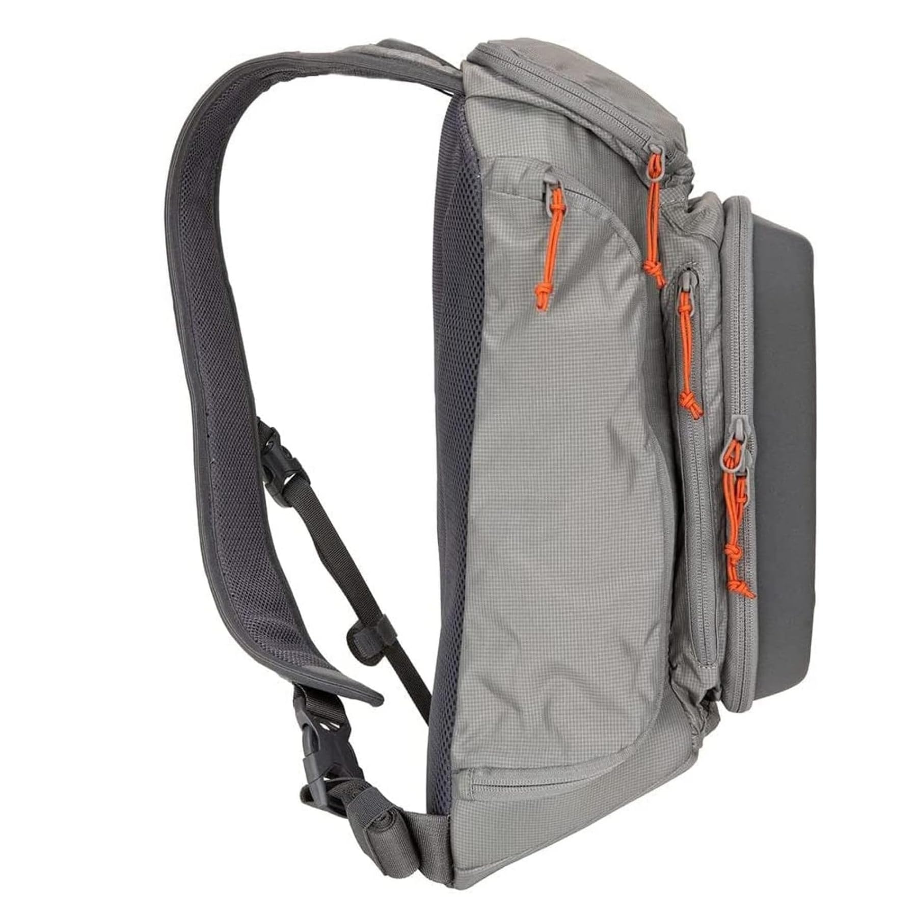 Simms Freestone Sling Pack - Lightweight, Durable Fly Fishing Tackle Bag with Compression Molded Workstation and Ergonomic Shoulder Strap (Pewter)