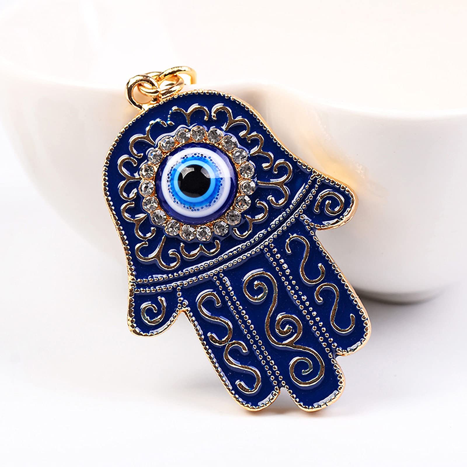 TALIBSA Crystal Hamsa Hand Handbag Keychain, Evil Eye Car Keychain for Women (Blue)