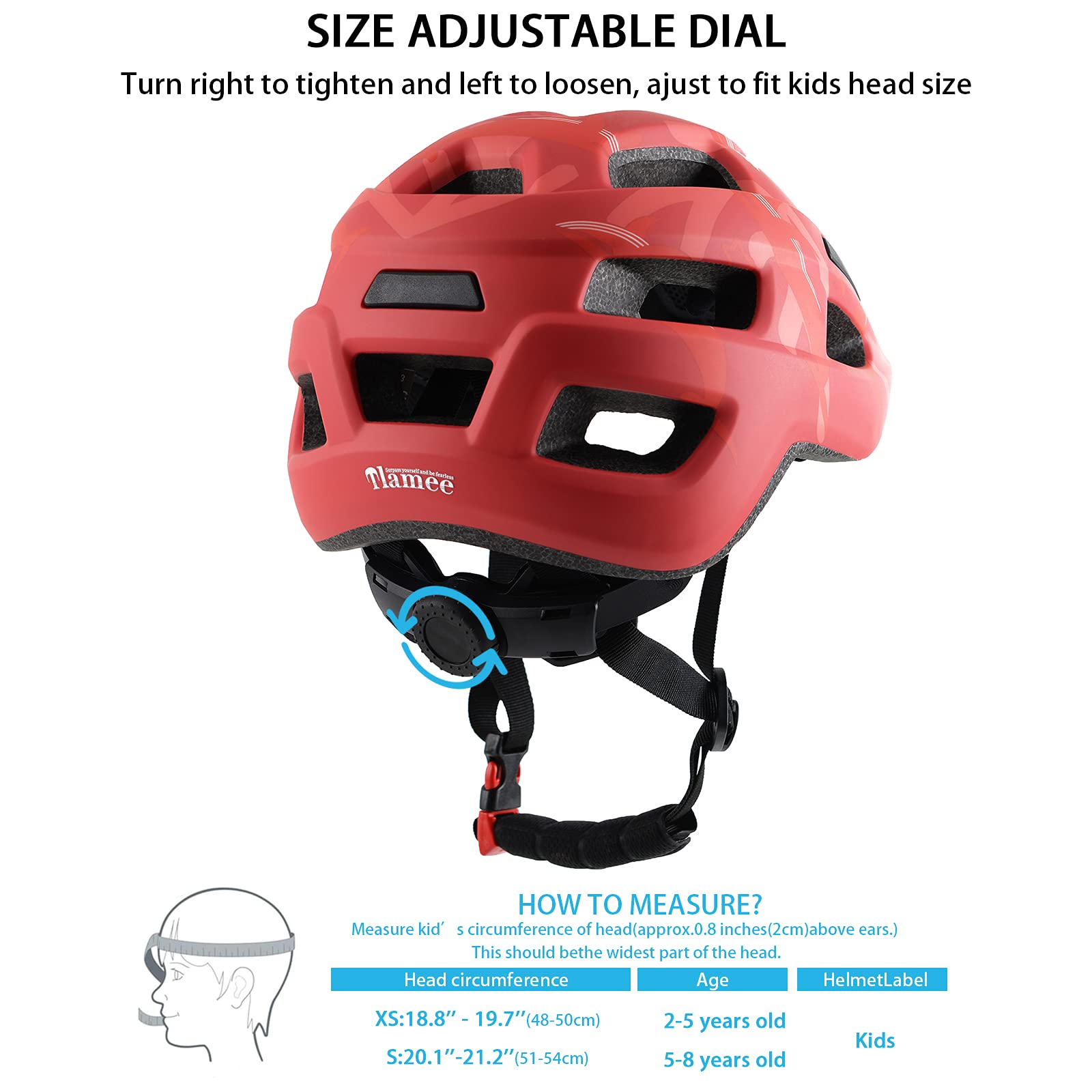 Kids Bike Helmet for Ages 1-8 Years, Adjustable Toddler Boys and Girls Helmets, Lightweight Child Infant Bicycle Cycling Scooter Sports Helmet XS, 48-50cm, Red Whale