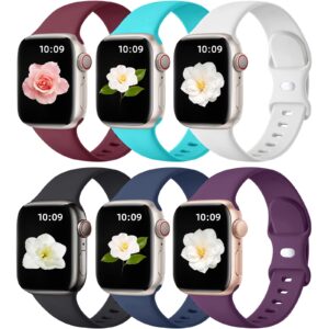 maledan 38mm 40mm 41mm 42mm 44mm 45mm 49mm sport bands compatible with apple watch band for women men, 6 pack soft silicone replacement strap for iwatch ultra se & series 8/7/6/5/4/3/2/1 accessories