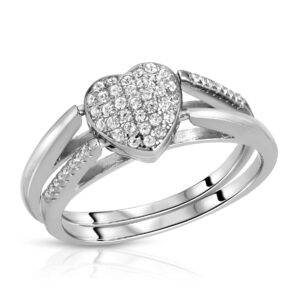 sterling silver 925 reversible cz heart bridal ring (9)