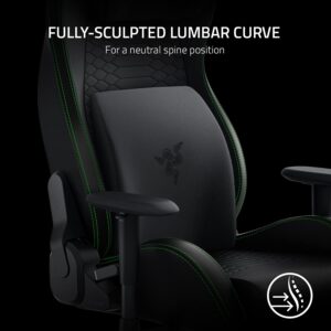 Razer Lumbar Cushion Lumbar Support for Gaming Chair: Fully-Sculpted Lumbar Curve - Memory Foam Padding - Wrapped in Plush Black Velvet