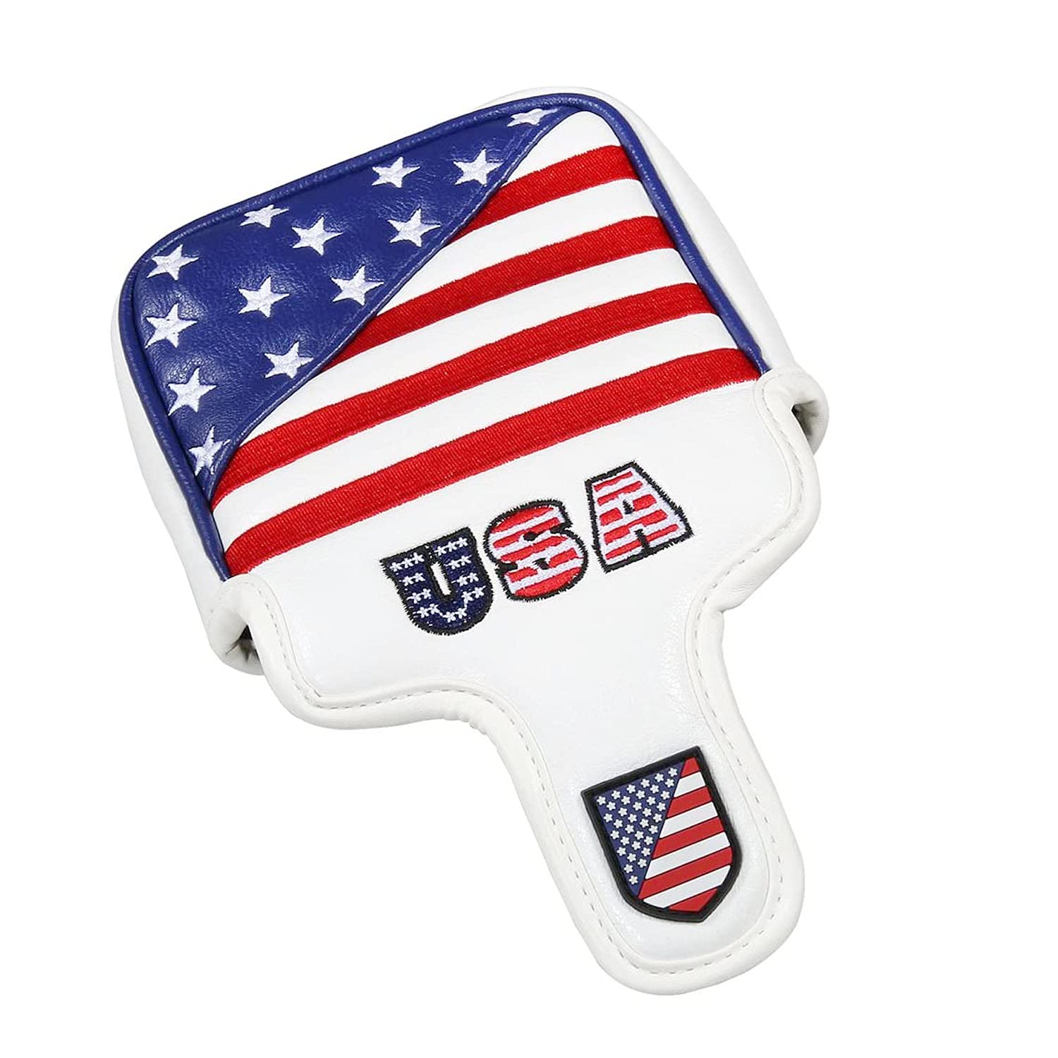 Mykepoda USA Square Mallet Golf Putter Head Cover Stars and Stripes Flag Pattern Headcover Magnetic