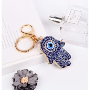 TALIBSA Crystal Hamsa Hand Handbag Keychain, Evil Eye Car Keychain for Women (Blue)