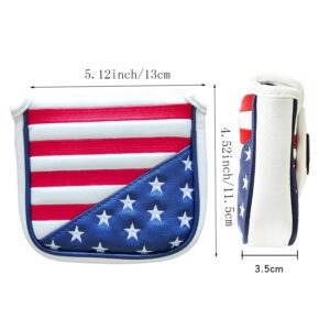 Mykepoda USA Square Mallet Golf Putter Head Cover Stars and Stripes Flag Pattern Headcover Magnetic