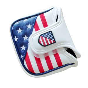 Mykepoda USA Square Mallet Golf Putter Head Cover Stars and Stripes Flag Pattern Headcover Magnetic