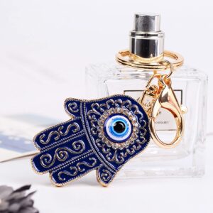 TALIBSA Crystal Hamsa Hand Handbag Keychain, Evil Eye Car Keychain for Women (Blue)