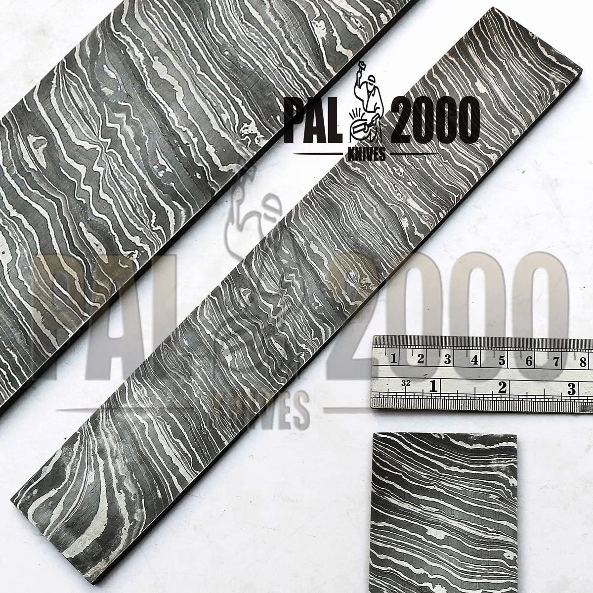 PAL 2000 HUNTING KNIVES Fire Strom Pattern Handmade Damascus Steel Bar Custom Damascus Steel Billet Blank Blade 15 x2 x5mm Sstn 9927