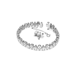 SWAROVSKI Matrix Bracelet, Pear cut Zirconia, Clear, Rhodium Finish